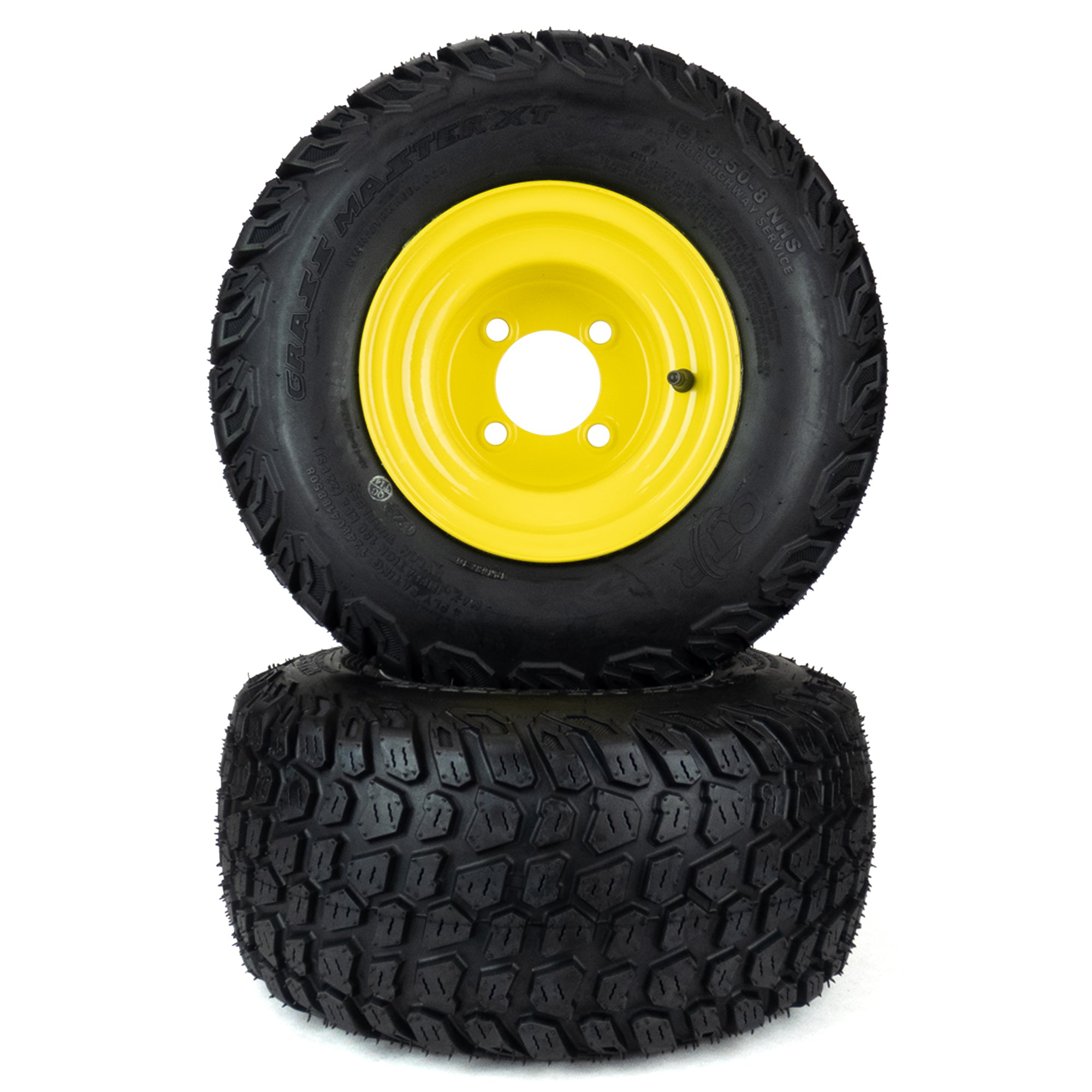 (2) Grassmaster XT Tire Assemblies 18x8.50-8 Fits John Deere ZTrak Z22 – NoAir Products