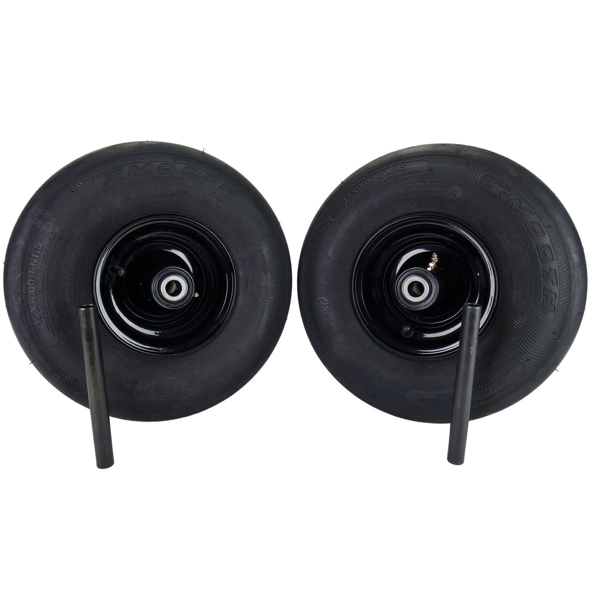 (2) Pneumatic Tire Assemblies 15x6.00-6 Universal Zero Turn 3/4" 1/2 ...