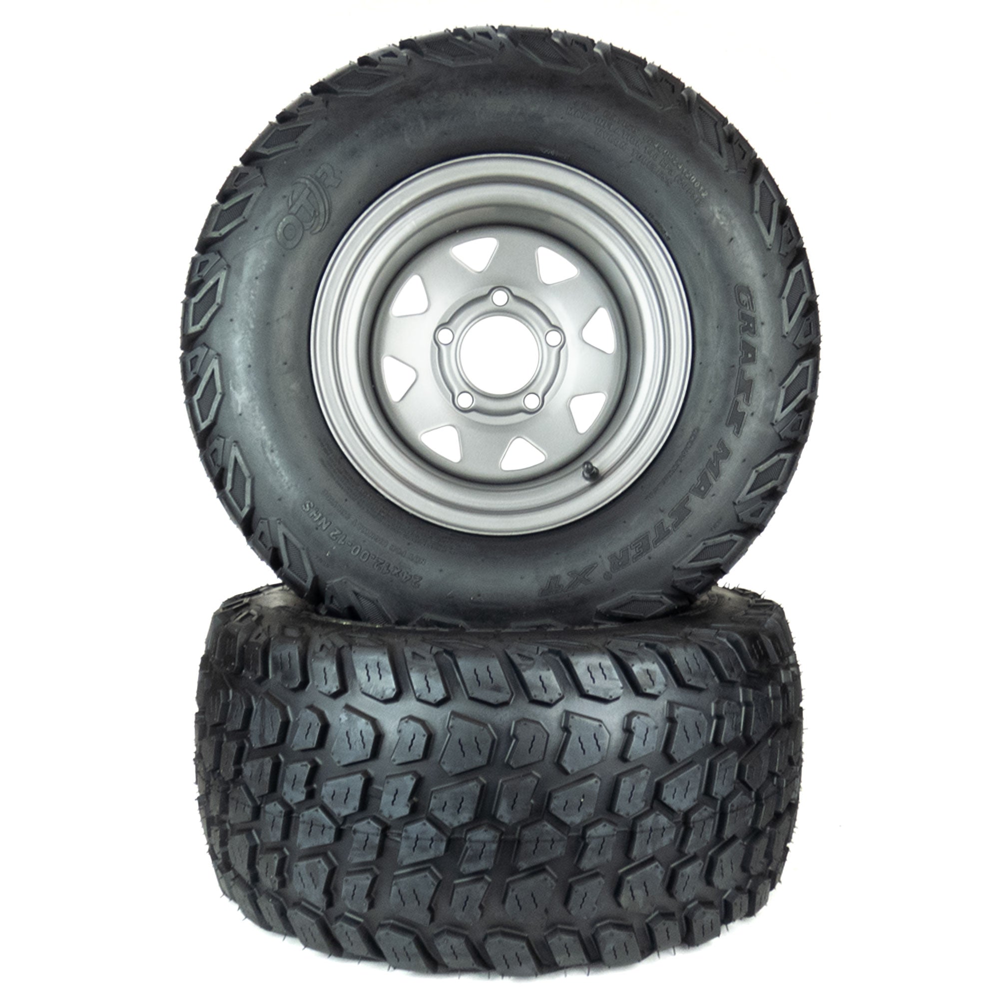 (2) Grassmaster XT Tire Assemblies 24x12.00-12 Fits Gravely PT 200 400 ...